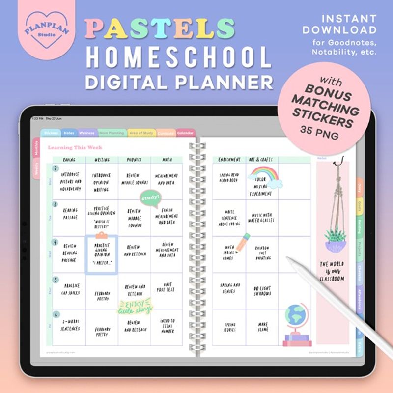 Pastels Homeschool Digital Planner, iPad Planner for Goodnotes ...