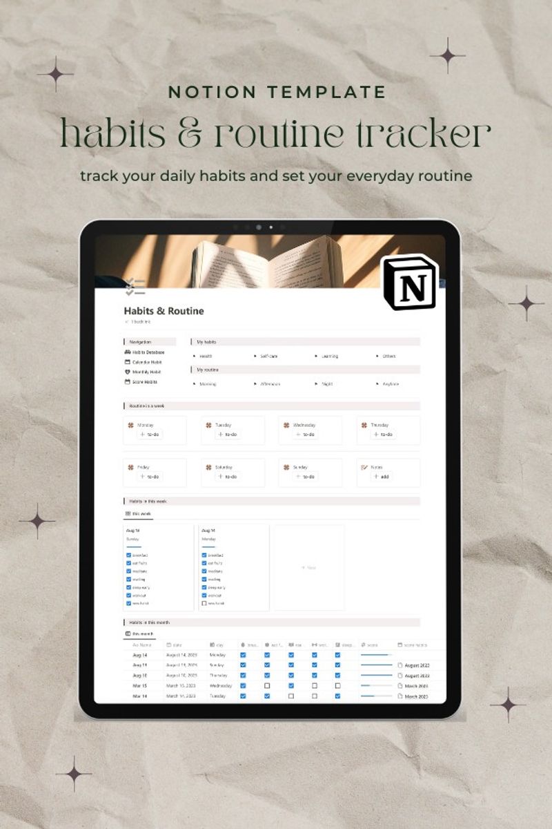 Notion Template Habits & Routine Tracker · Karyakarsa