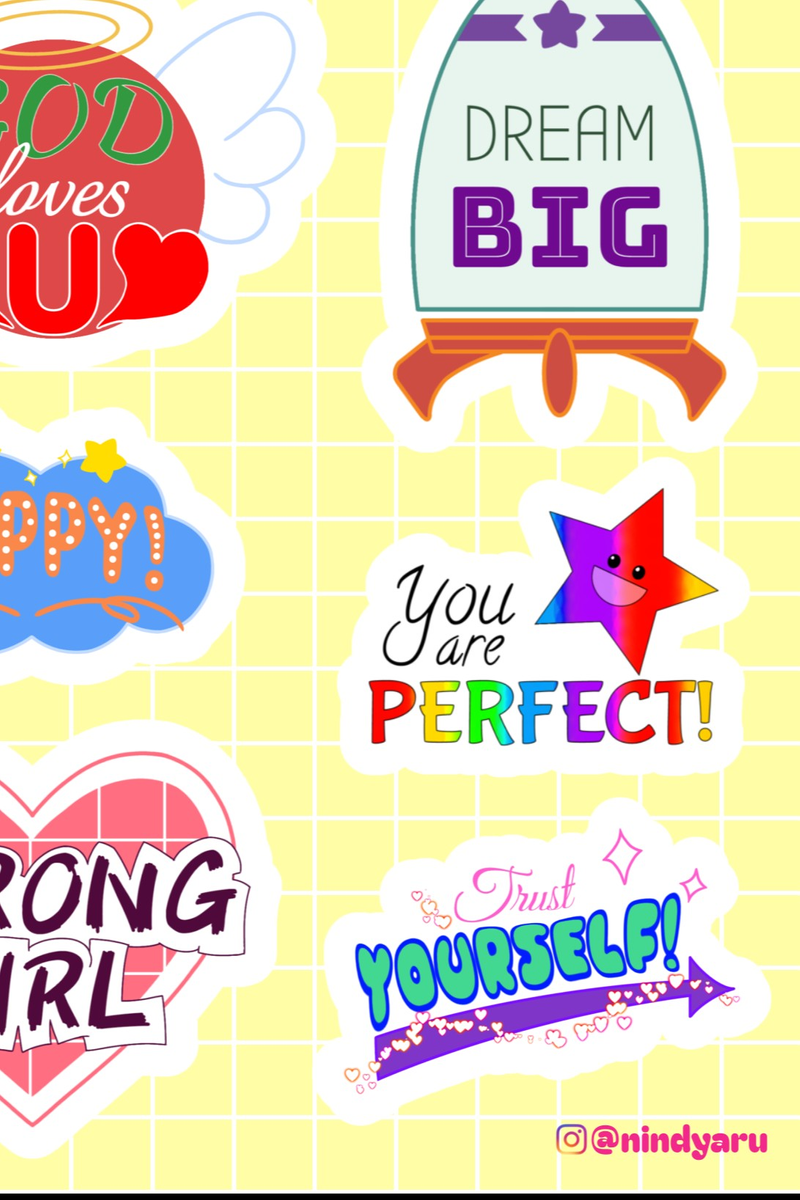 Printable Sticker Sheet! (kata-kata positif) · Karyakarsa